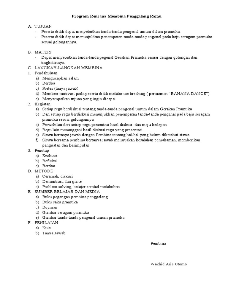 Program Rencana Membina Penggalang SKU 10 | PDF