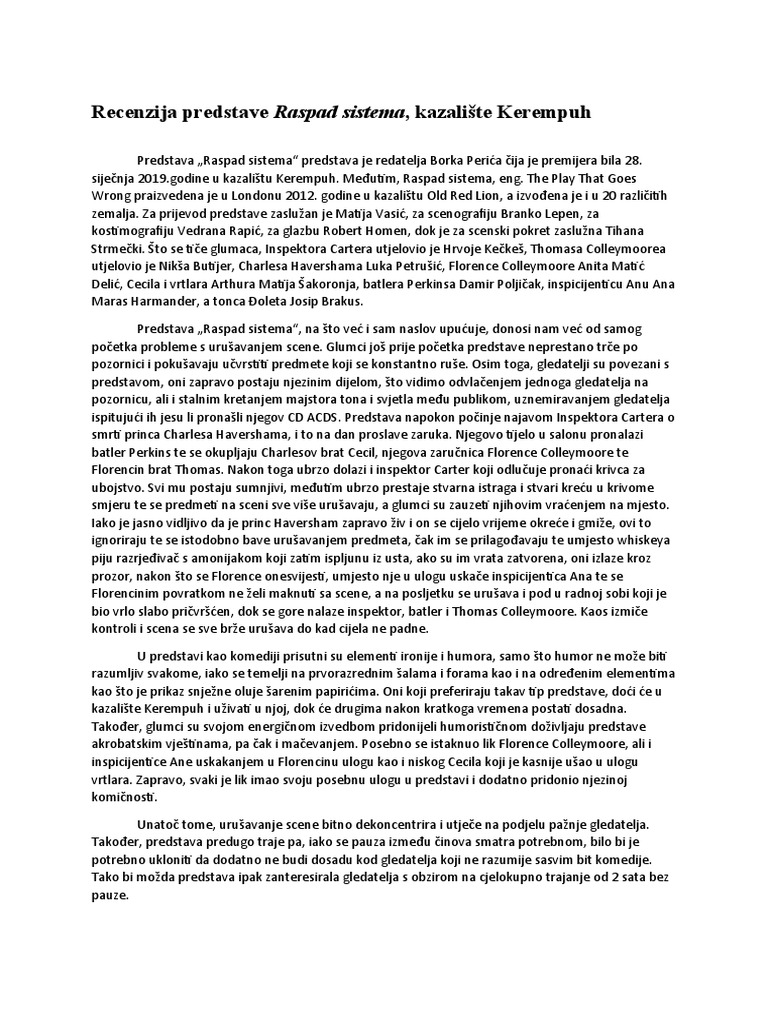 Recenzija Predstave | PDF