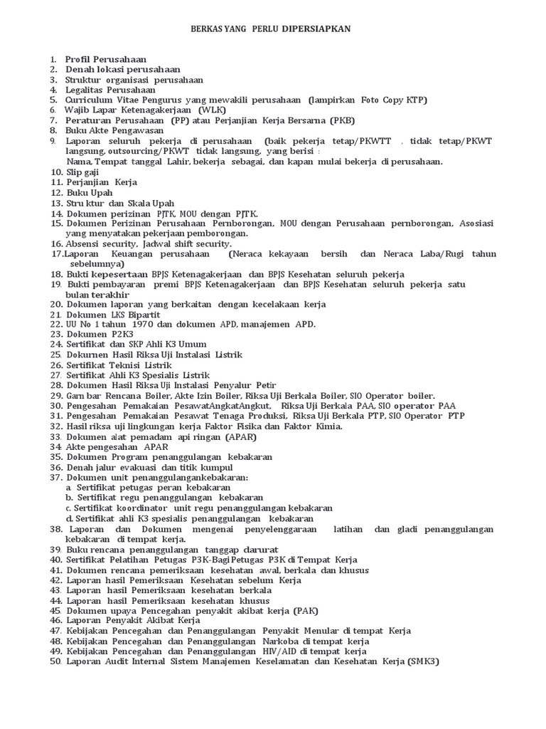 BERKAS YANG PERLU DIPERSIAPKAN Mas Dwi | PDF