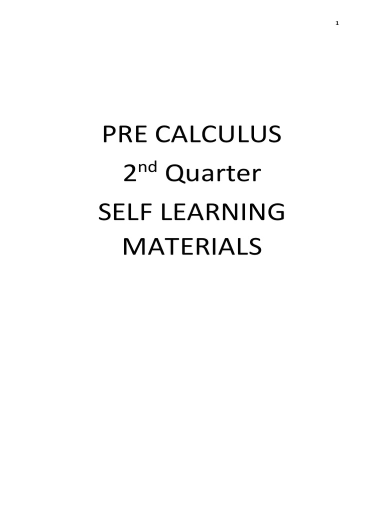 PRE CALCULUS 2ndQ SLM | PDF | Trigonometric Functions | Angle