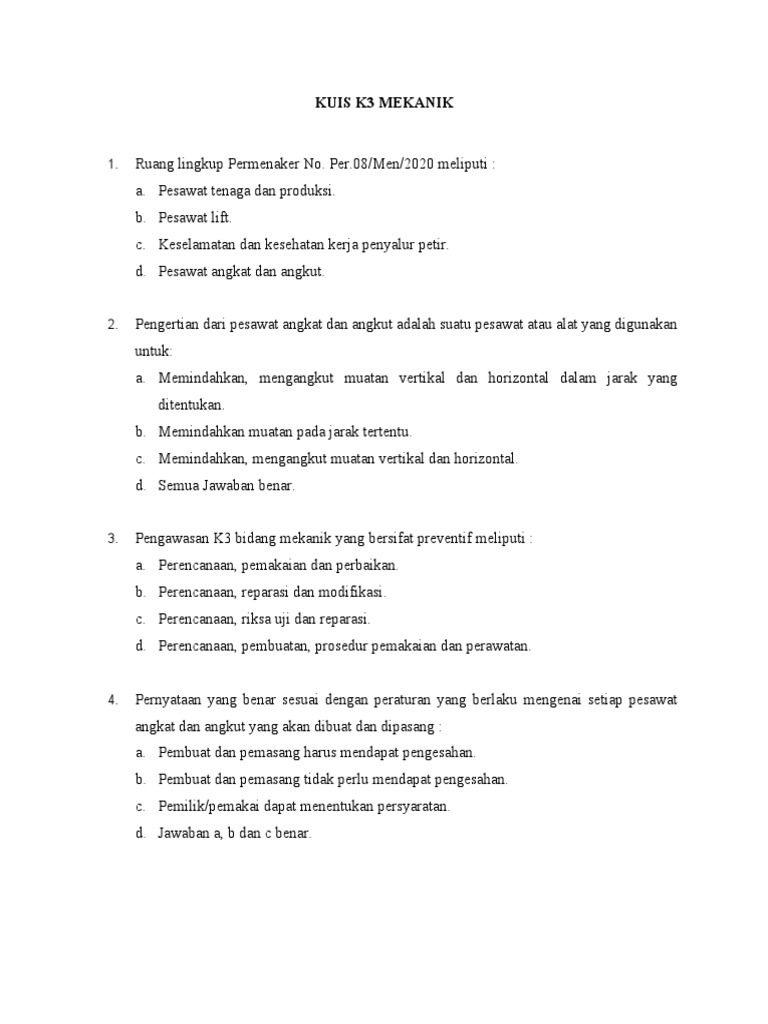 KUIS K3 Mekanik | PDF