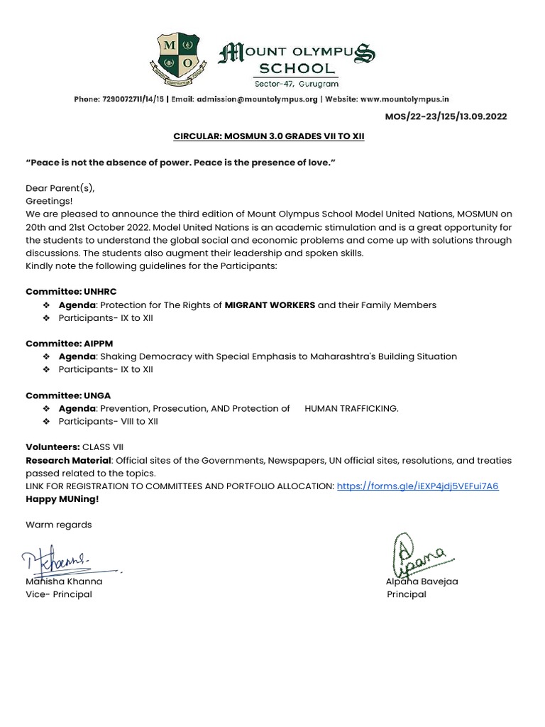 CIR-125-Students Circular MOS MUN 3.0 | PDF