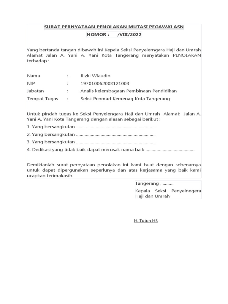 Surat Penolakan | PDF