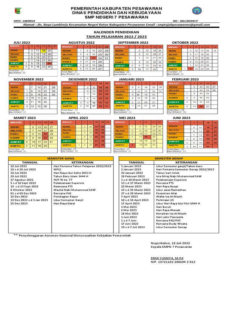 Kalender Pendidikan 2022-2023 | PDF