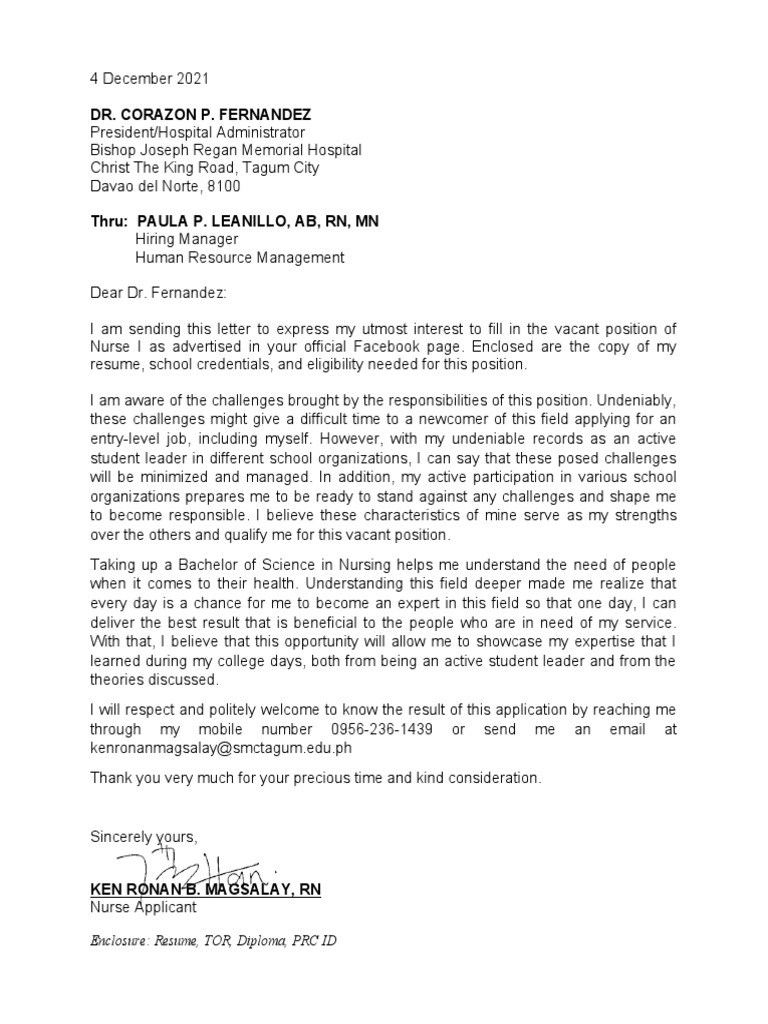 Application Letter | PDF