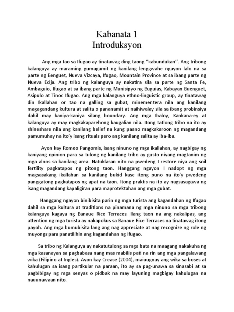 Filipino Kalanguya Tribe | PDF