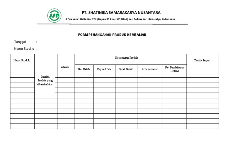 Form Penanganan Produk Kembalian | PDF