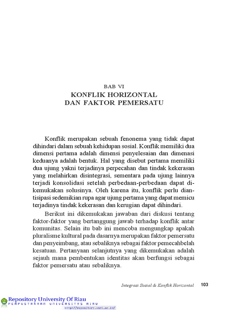 BAB 6. KONFLIK HORIZONTAL DAN FAKTOR PEMERSATU. 8905ihygge | PDF | Ilmu ...