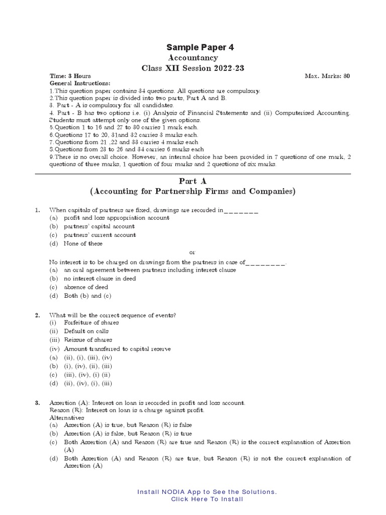 AC Sample Paper 3 Unsolved-1 | PDF | Equity (Finance) | Balance Sheet