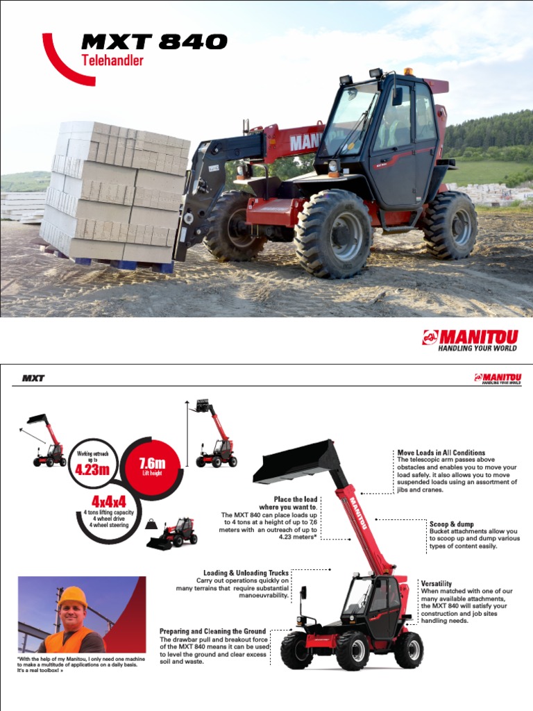 Manitou MXT 840 Telehandler Overview | PDF