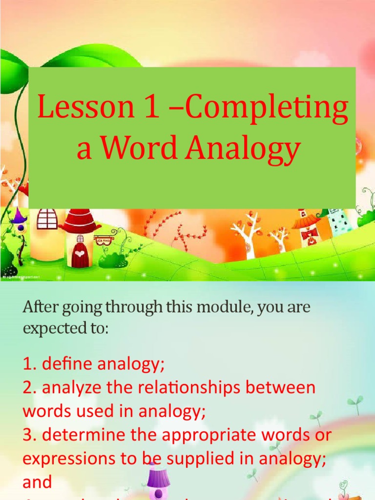 Word Analogy Lesson | PDF | Analogy