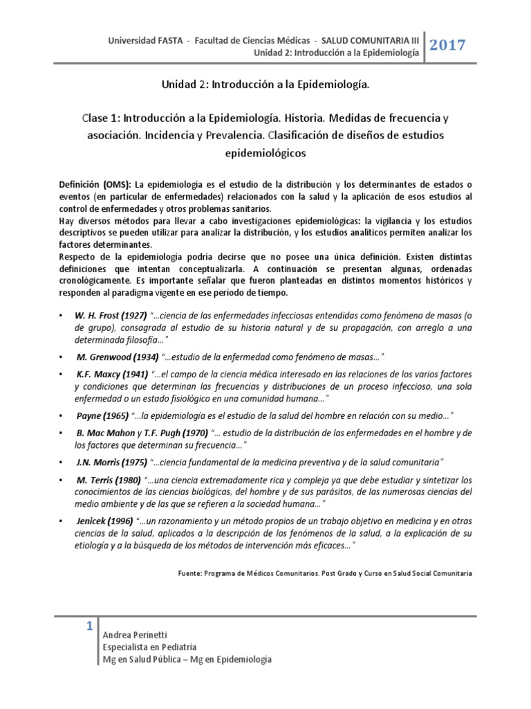 Introducción A La Epidemiología (Clases 1, 2 y 3) | PDF | Epidemiología | Nivel de medida