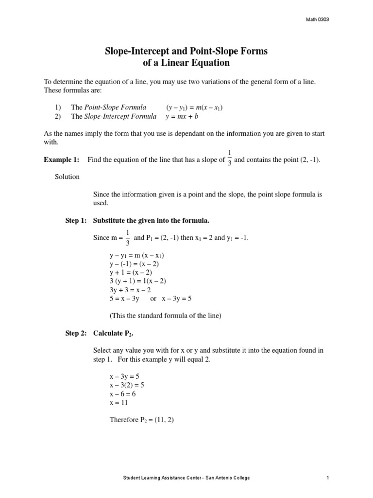 Math0303 Equations of A Line | PDF
