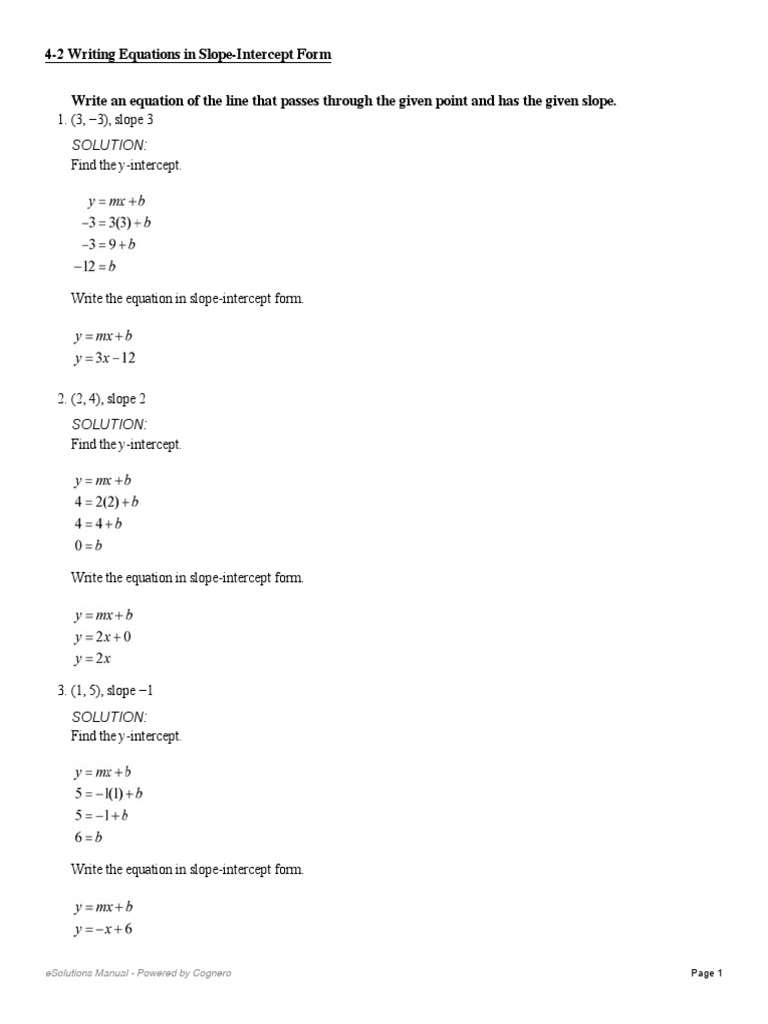 A Detailed Examination of Writing Linear Equations in Slope-Intercept ...
