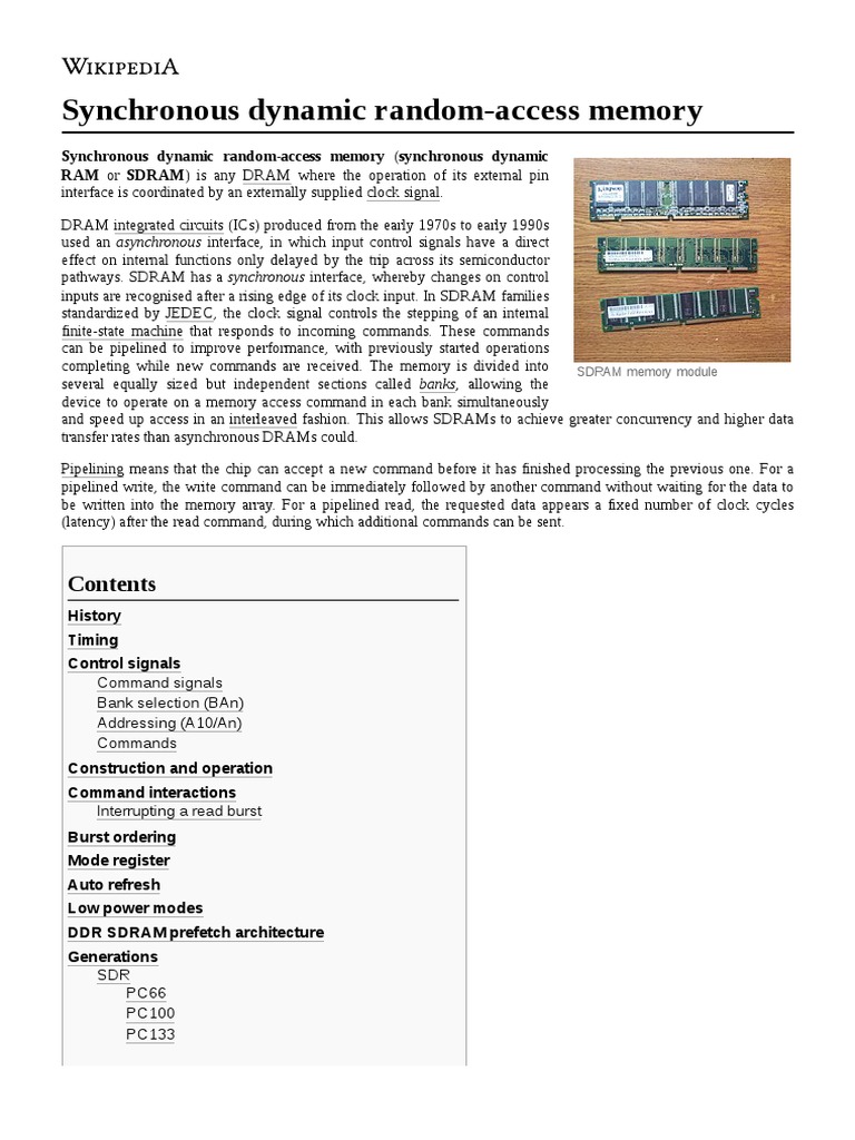Synchronous Dynamic Random Access Memory Pdf Dynamic Random Access 