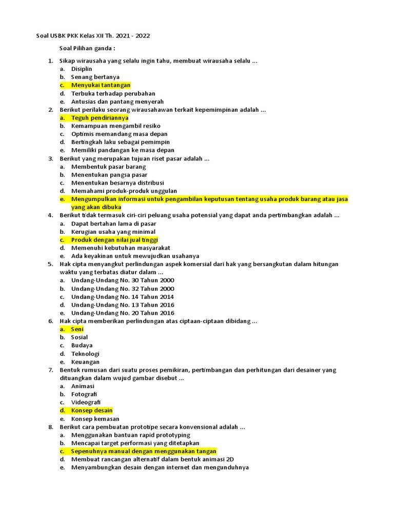 Latihan Soal Pkk Pdf
