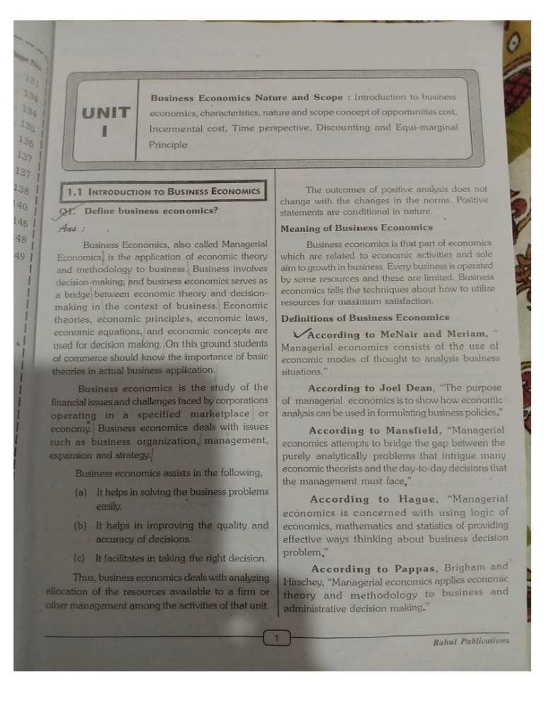 Bba Business Economics Unit 1 Important Questions | PDF