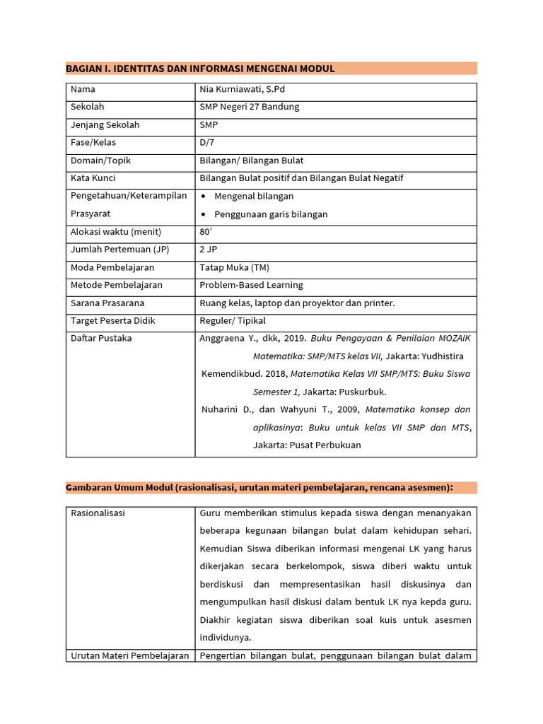 Modul Ajar-Bilangan 1 | PDF | Karier & Perkembangan | Seni
