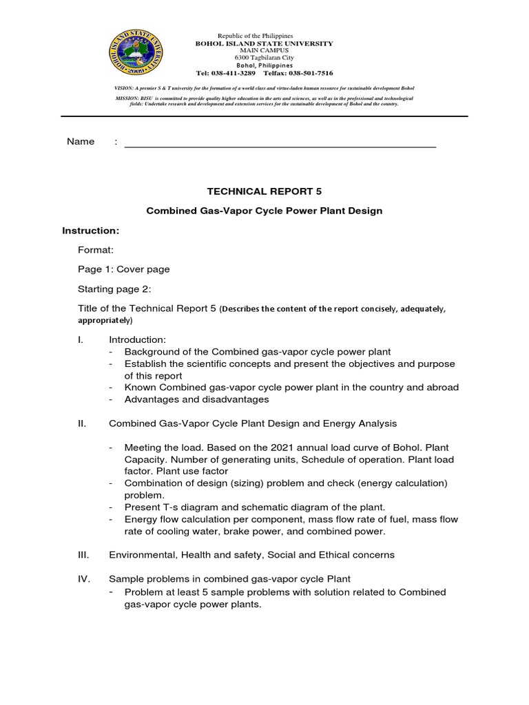 Technical Report 5 Combined Gas-Vapor Power Plant | PDF | Power Station ...