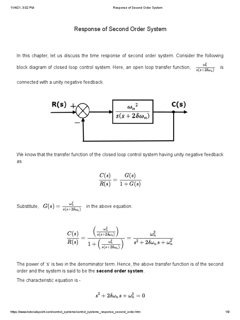 Response of Second Order System | PDF | Electricity | Electrical Engineering