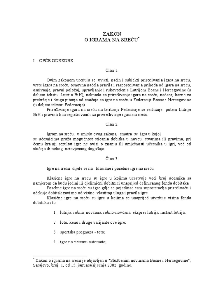 Zakon o Igrama Na Srecu | PDF