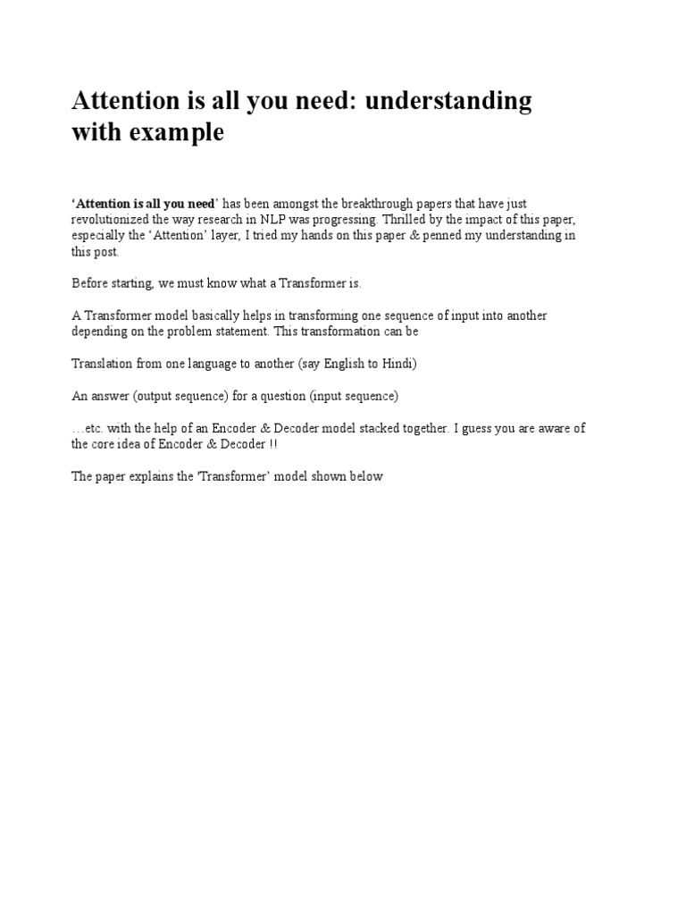 Attention Is All You Need Paper Explained Well | PDF | Matrix (Mathematics) | Applied Mathematics