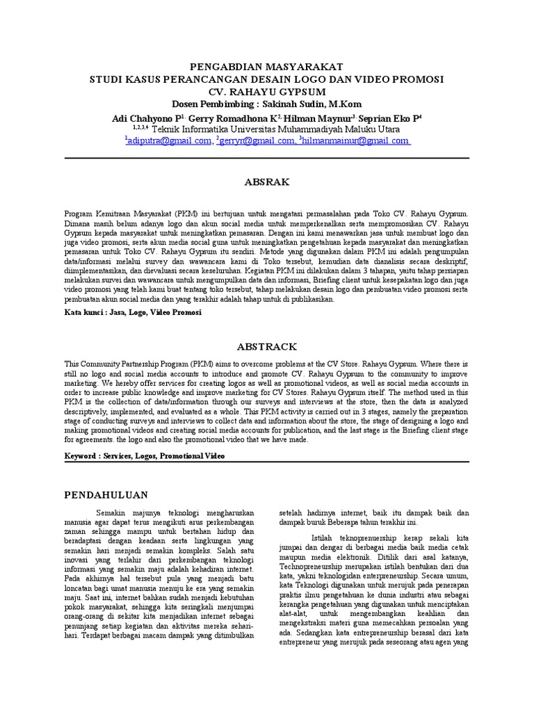 Pengabdian Masyarakat (Studi Kasus Perancangan Desain Logo Dan Video ...