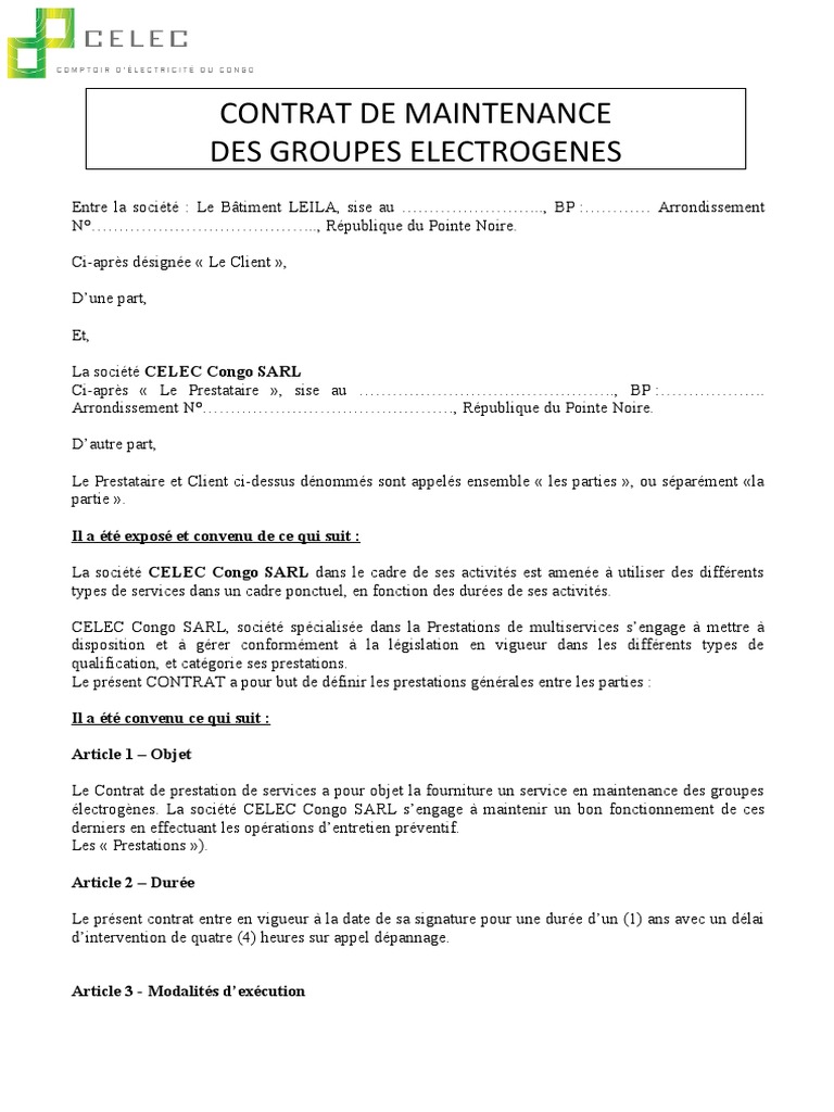 CELEC de Maintenance Des Groupes Electrogènes | PDF | Facture ...