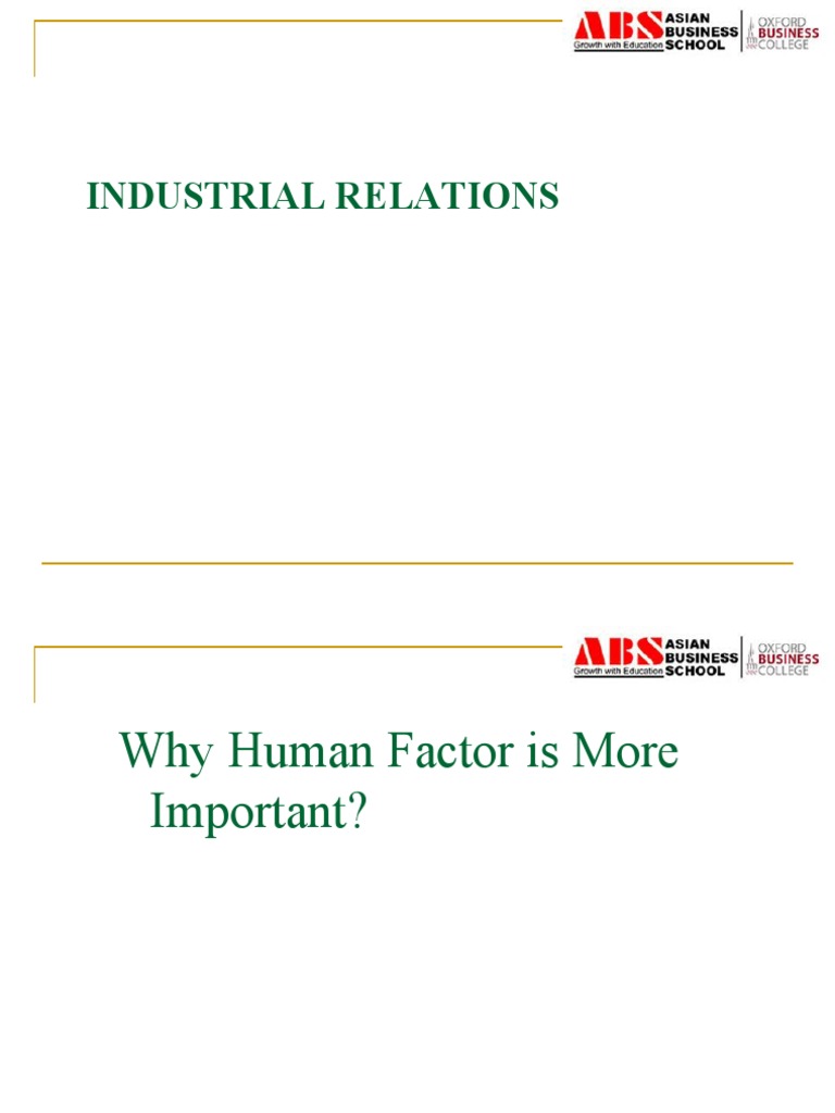 Importance of Human Factors in Industrial Relations | PDF | Employment ...