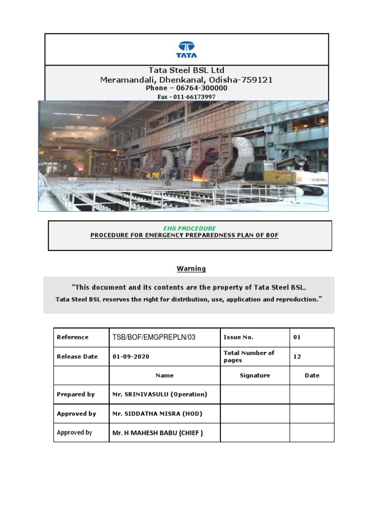 8.2 Emergency Preparedness Plan at BOF | PDF | Emergency | Emergency ...