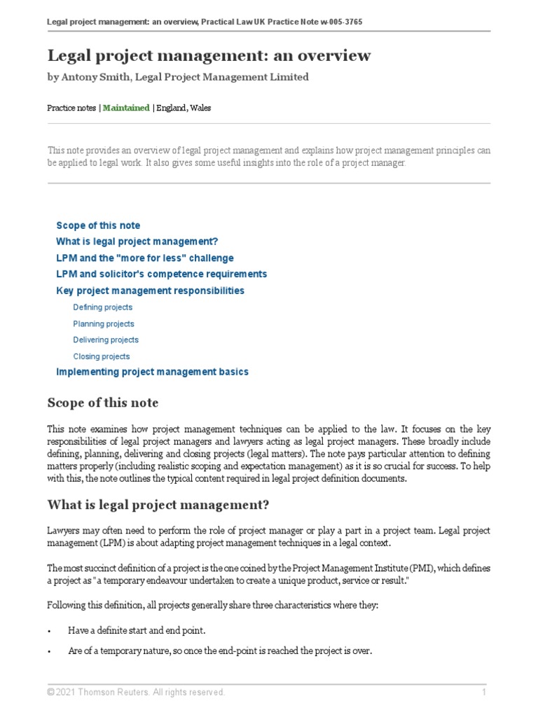 Legal Project Management An Overview | Download Free PDF | Project ...