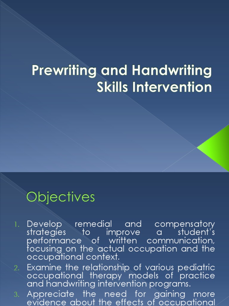 Prewriting and Handwriting Skills Intervention OCP152 | PDF ...