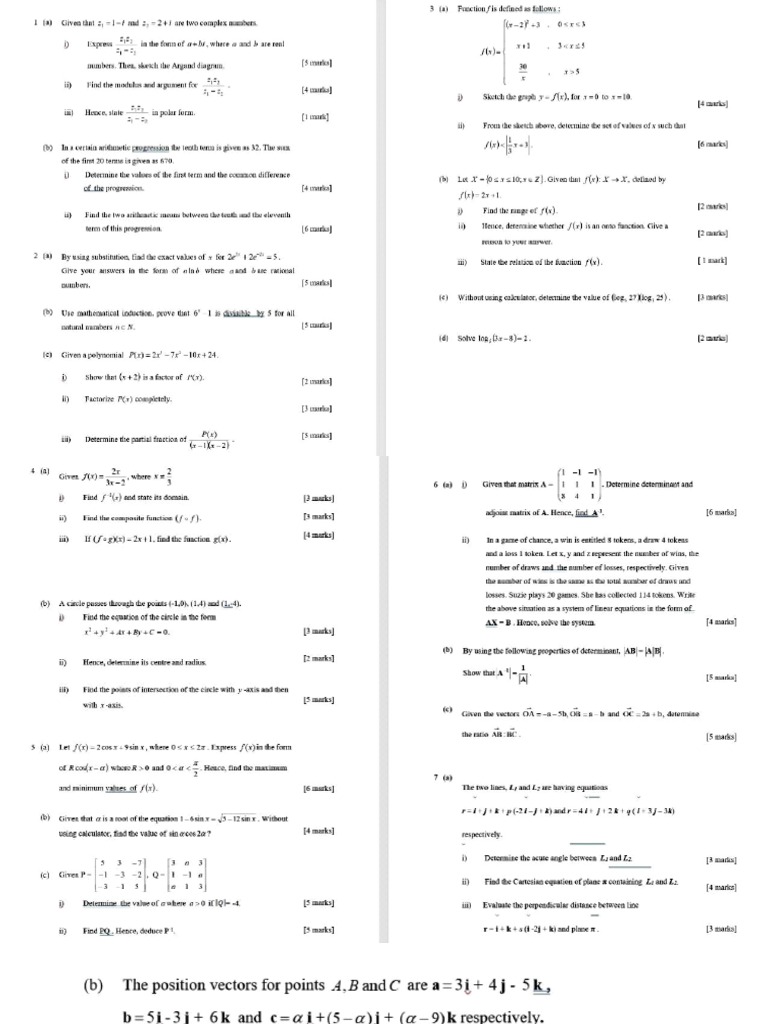 Set 4 | PDF | Plane (Geometry) | Matrix (Mathematics)