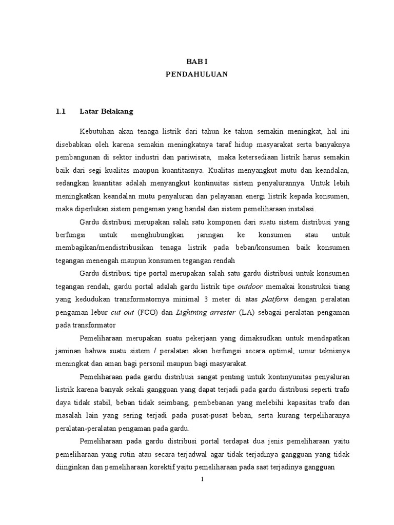 Pemeliharaan Gardu Distribusi Portal | PDF