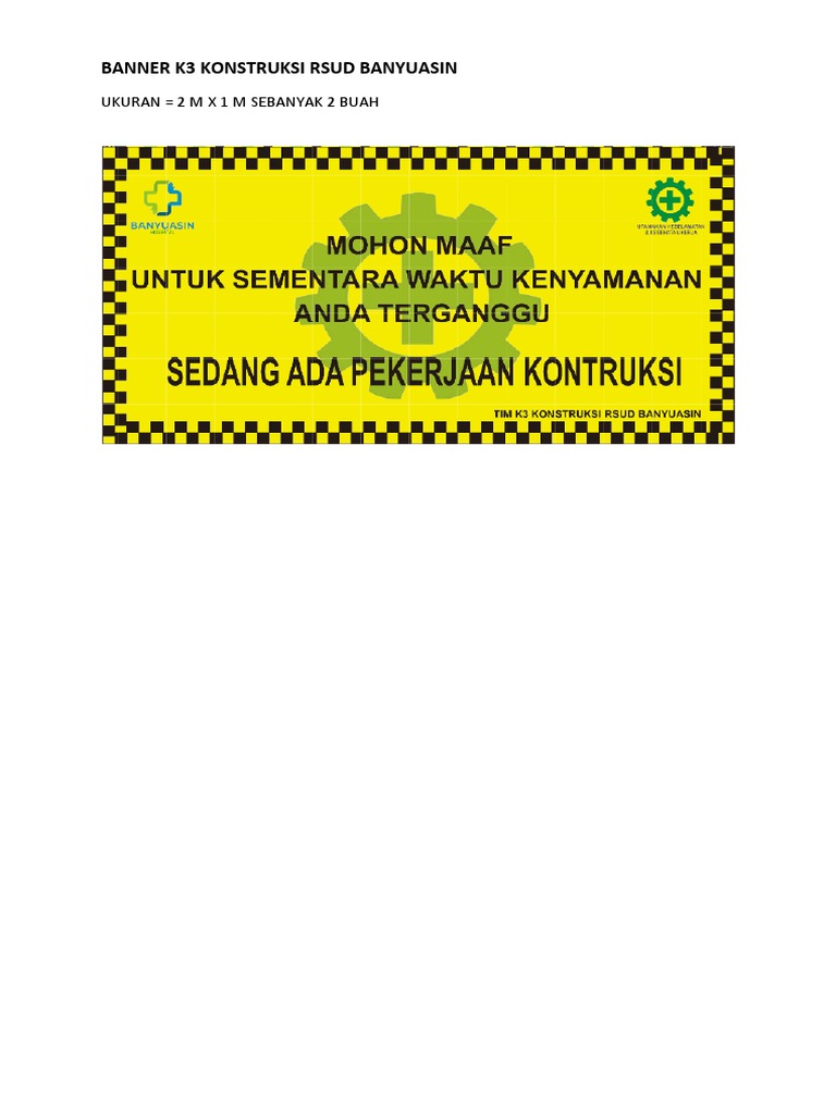Usulan Banner K3 Konstruksi | PDF