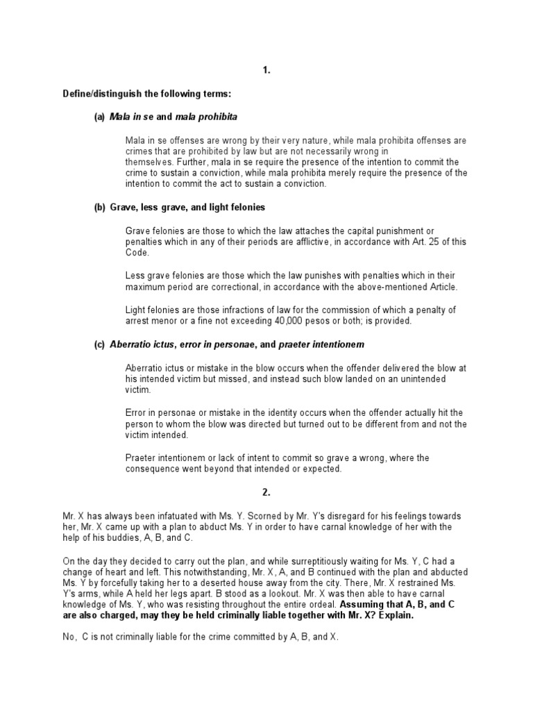 (A) Mock Final Exam - Crim1 - Rubio | PDF | Sentence (Law) | Crime ...