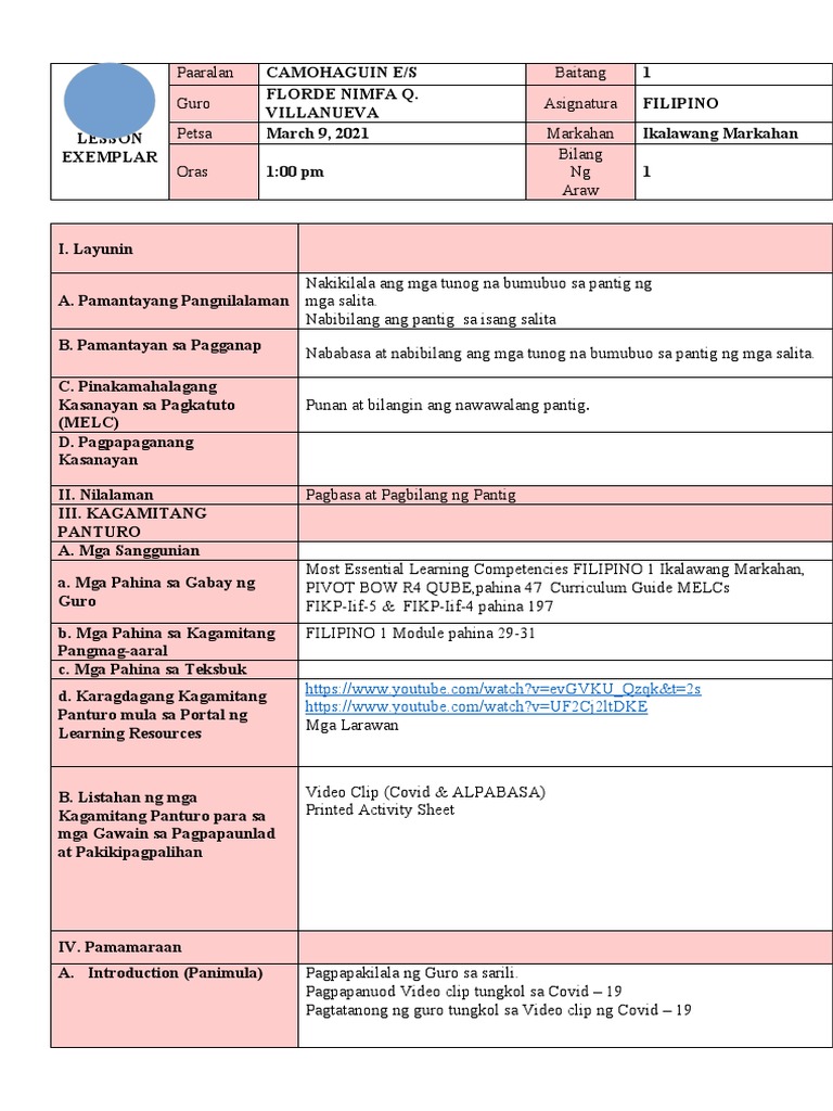 Filipino 2ND Quarter Pagbasa at Pagbilang NG Pantig | PDF
