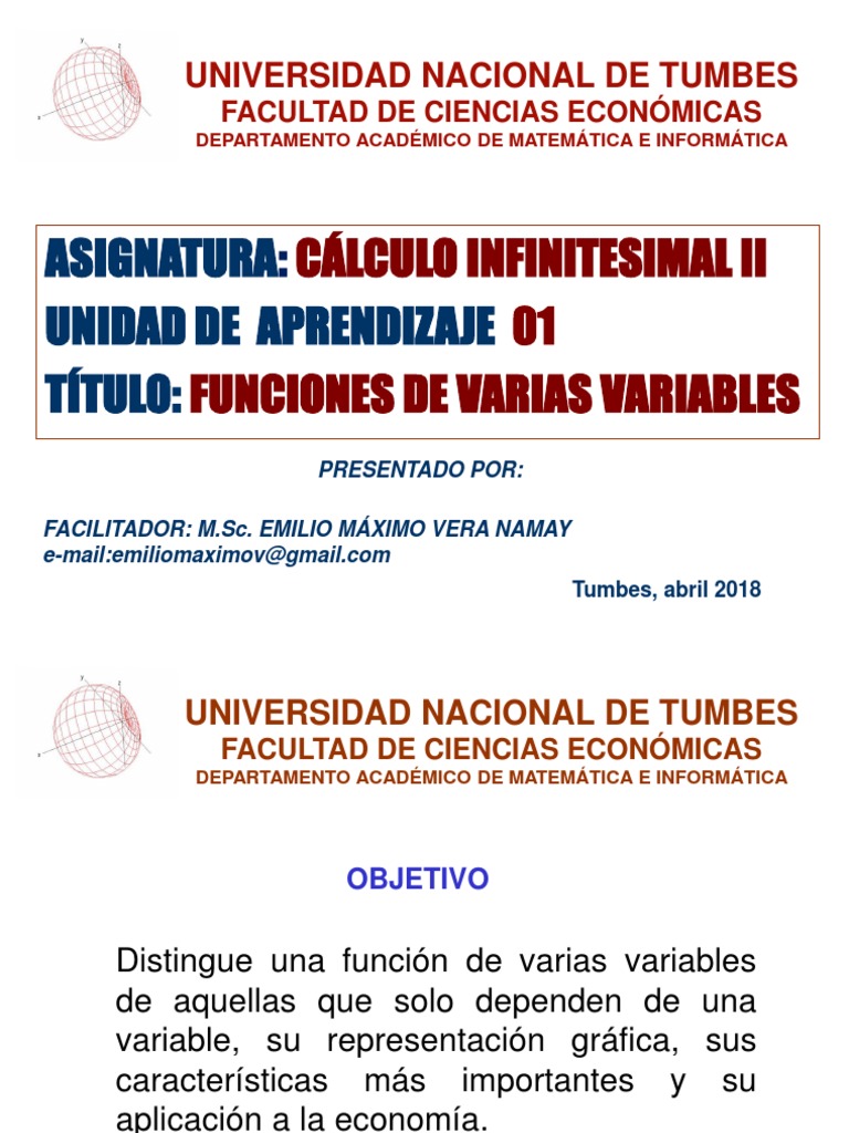 DIAPOSITIVA 02 Funciones de Varias Variables | PDF