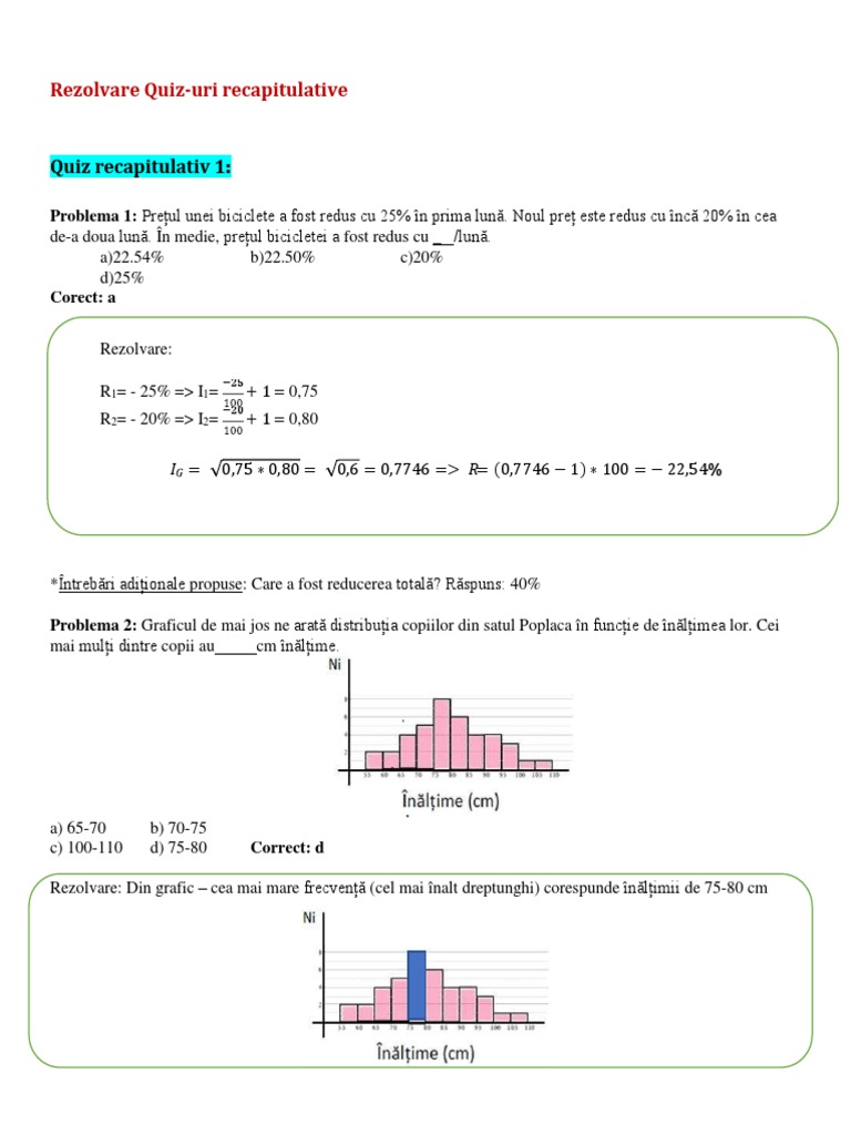 Rezolvare Quiz-Uri Recapitulative | PDF