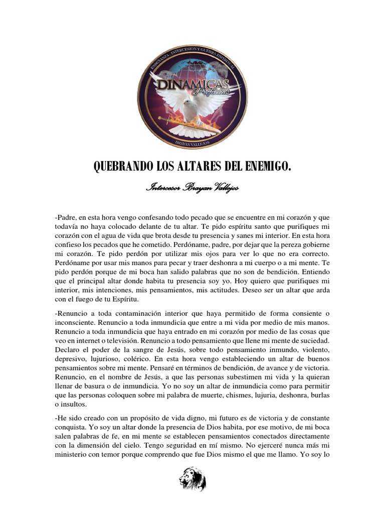 Quebrando Los Altares Del Enemigo. | PDF | Demonios | Oración