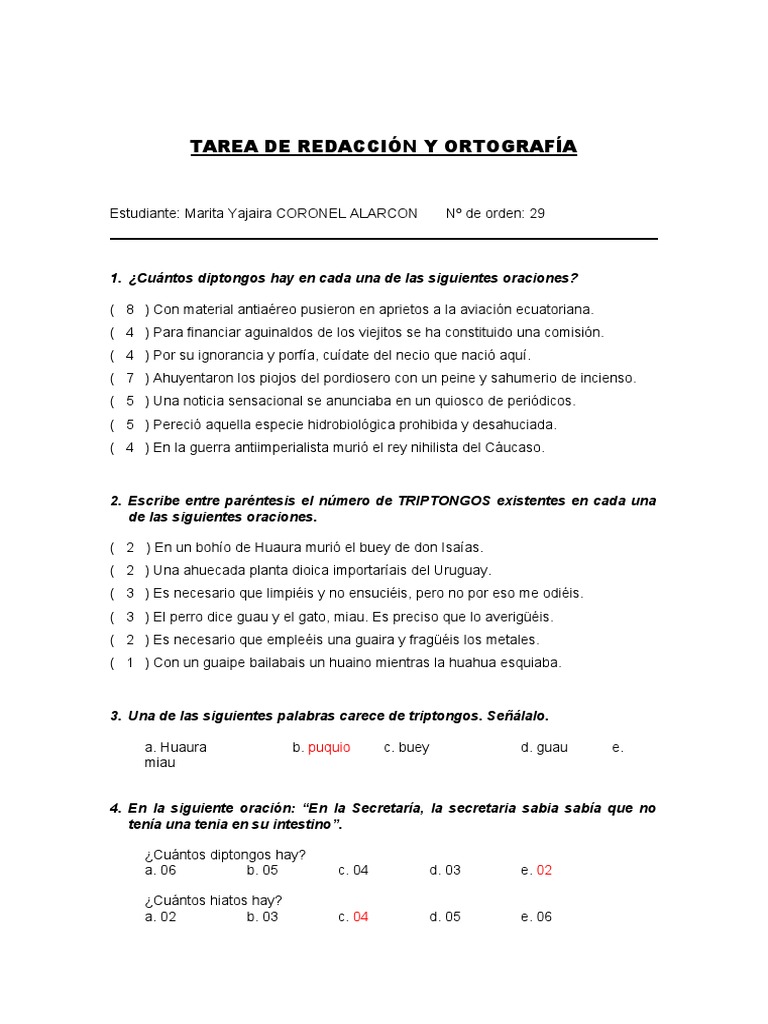 Tarea de Redacción y Ortografía | PDF
