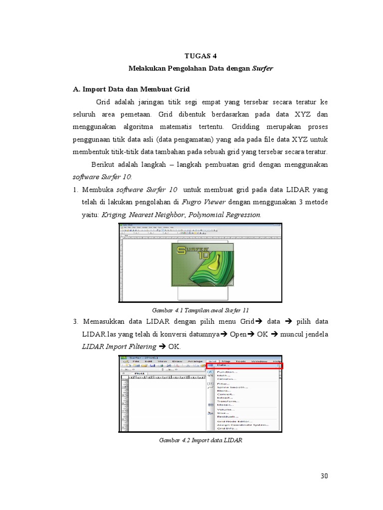 Pengolahan Data LIDAR dengan Surfer 10 | PDF | Metode & Bahan Ajar