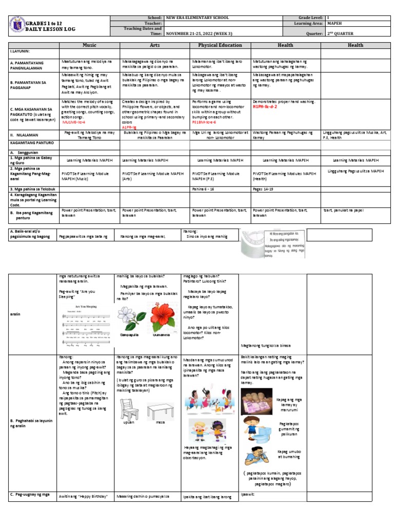DLL MAPEH Week-3 | PDF