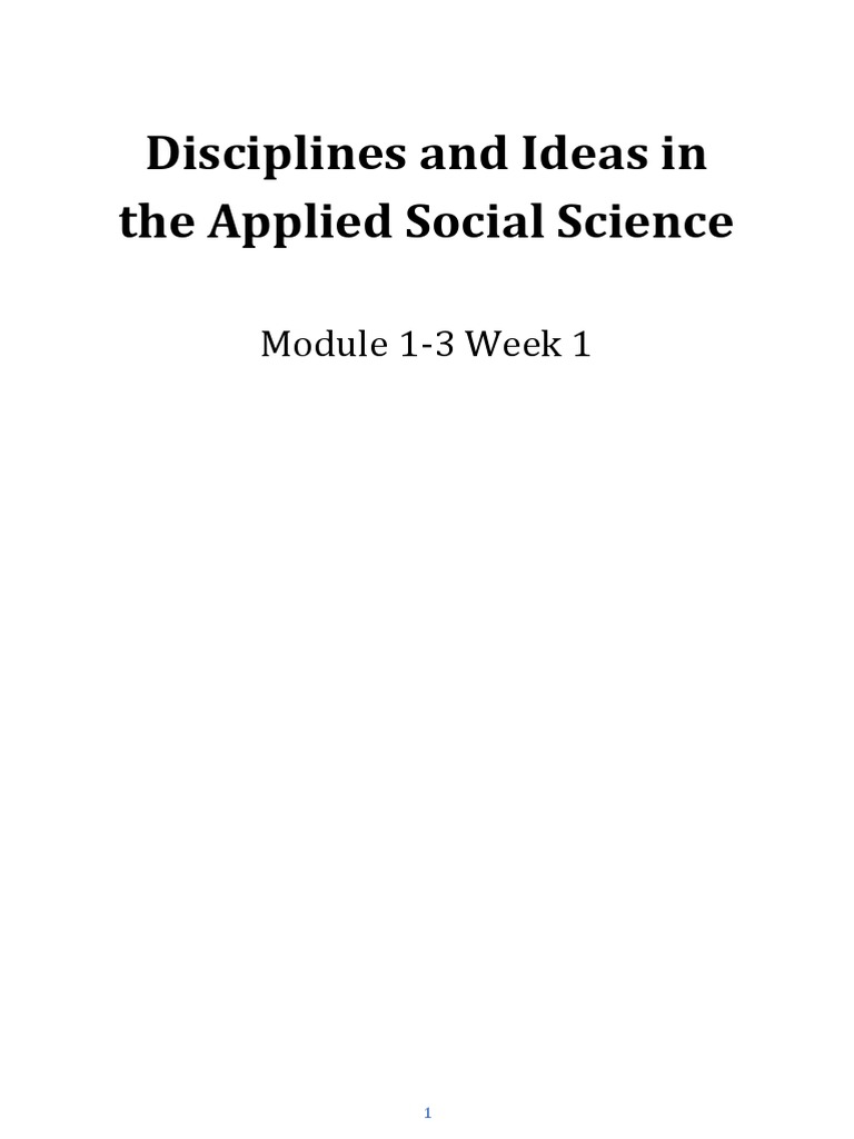 HUMSS - DIASS - 12-Ia-1 Module 1-3 Week 1 Edited | PDF | Sociology | Psychotherapy
