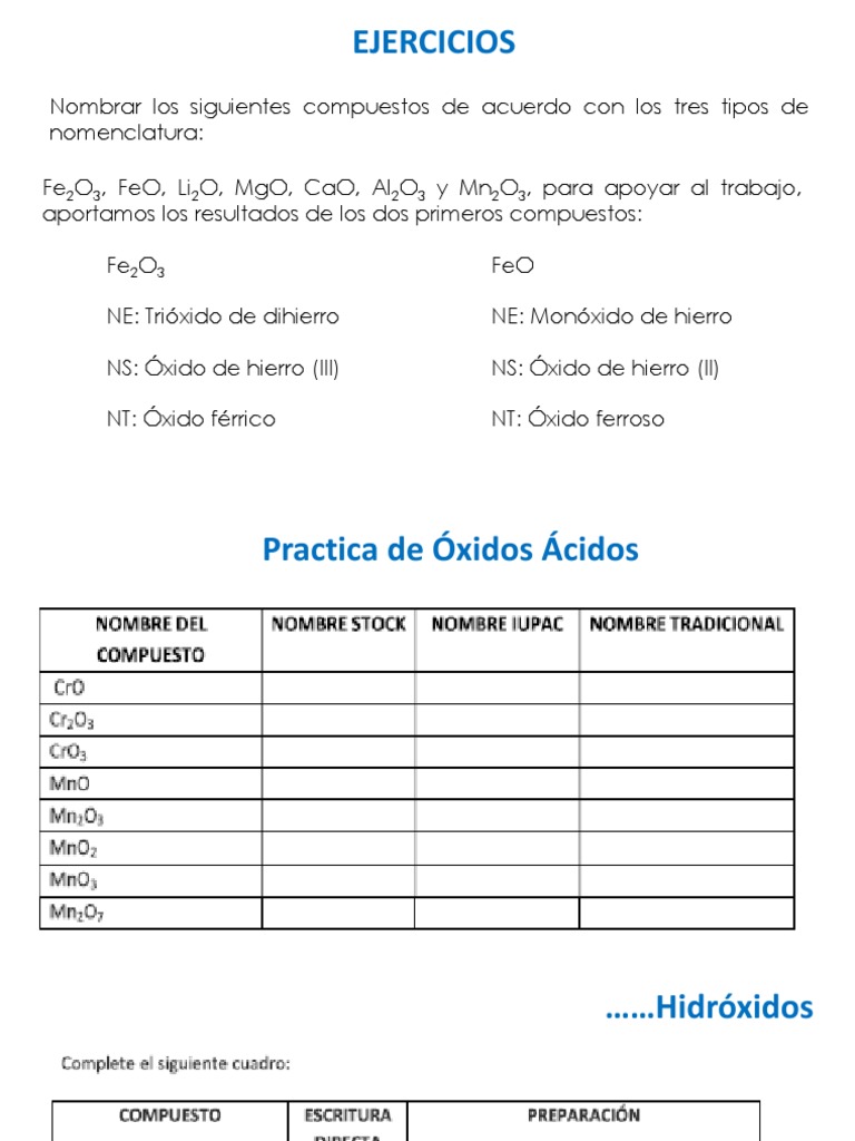 Ejercicios Nomenclatura | PDF