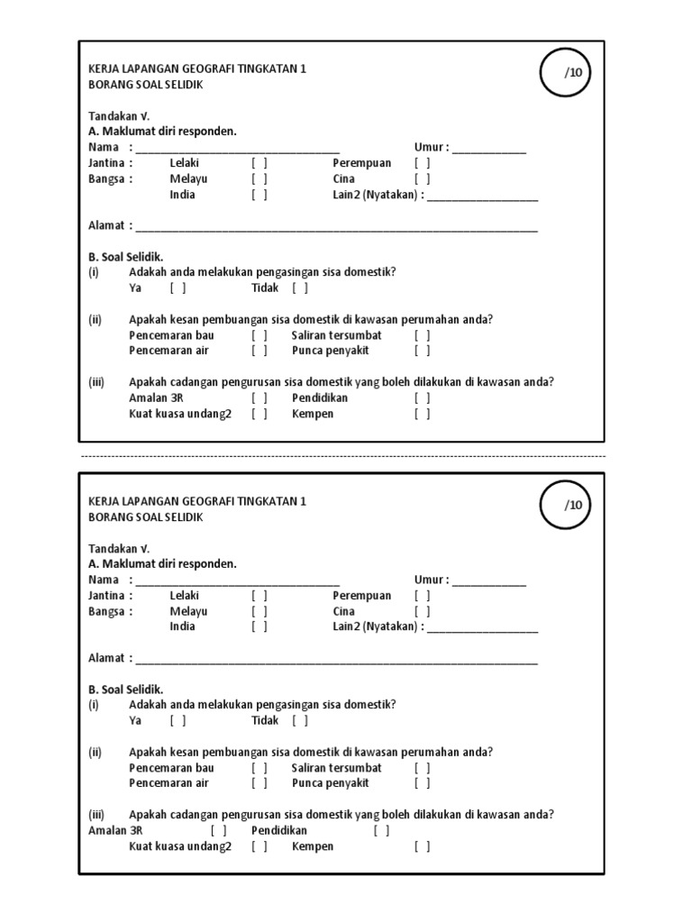 Borang Soal Selidik | PDF