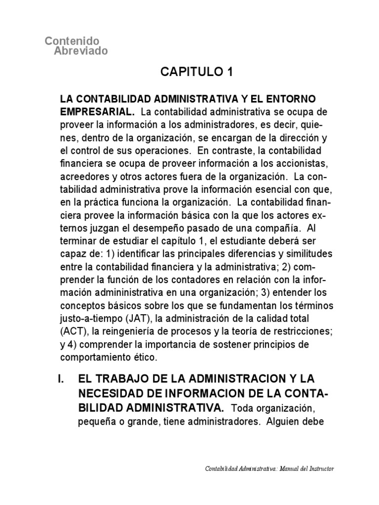 Resumen 01. Contabilidad Administrativa | PDF | Contabilidad | Contador