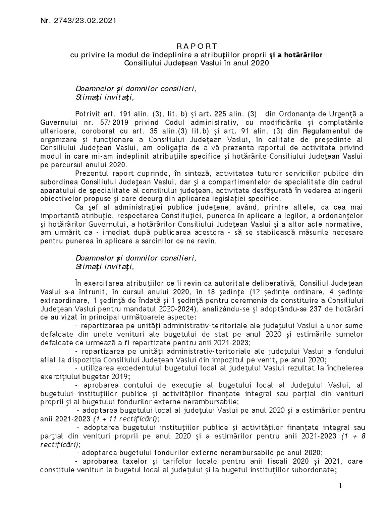 Raport Presedinte 2020 | PDF