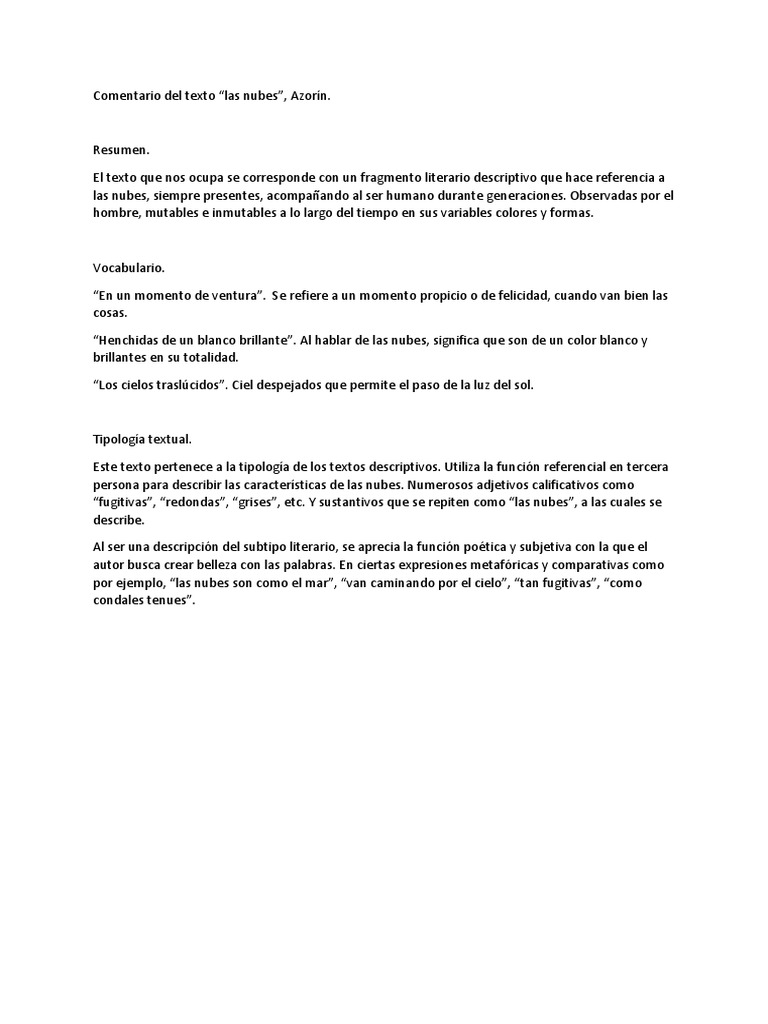 C. Texto. Las Nubes. Jose Antonio Dean Vadilllo | PDF