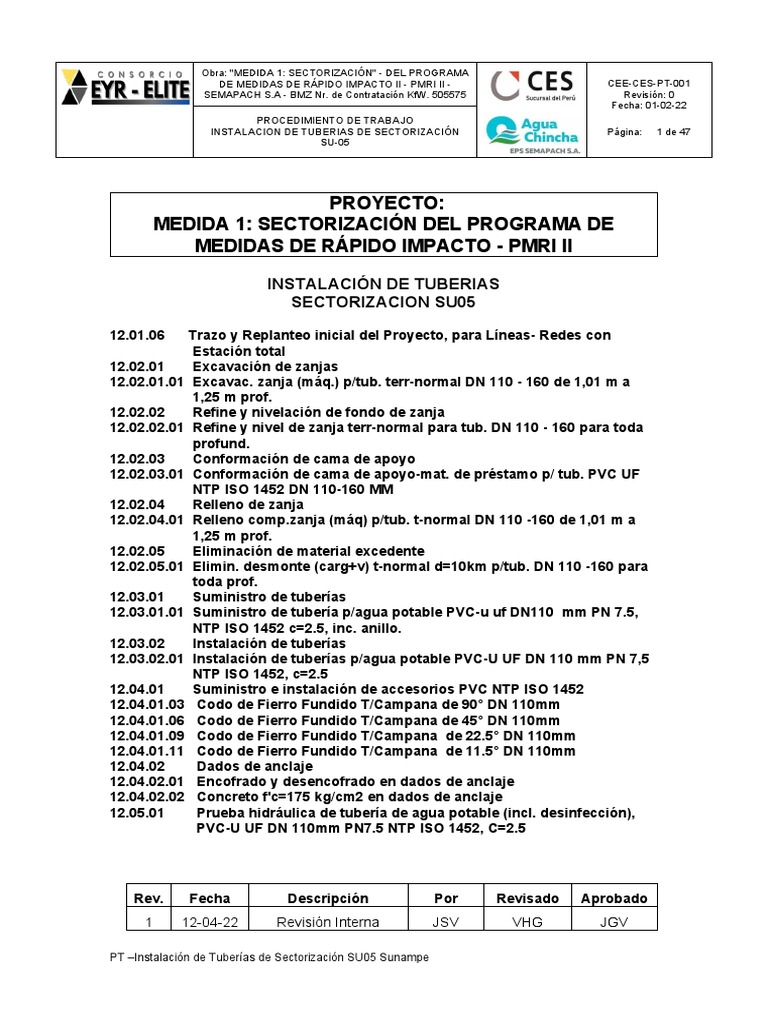 Procedimiento Sectorizacion SU05 18-04-22 (Reparado) | PDF | Hormigón ...